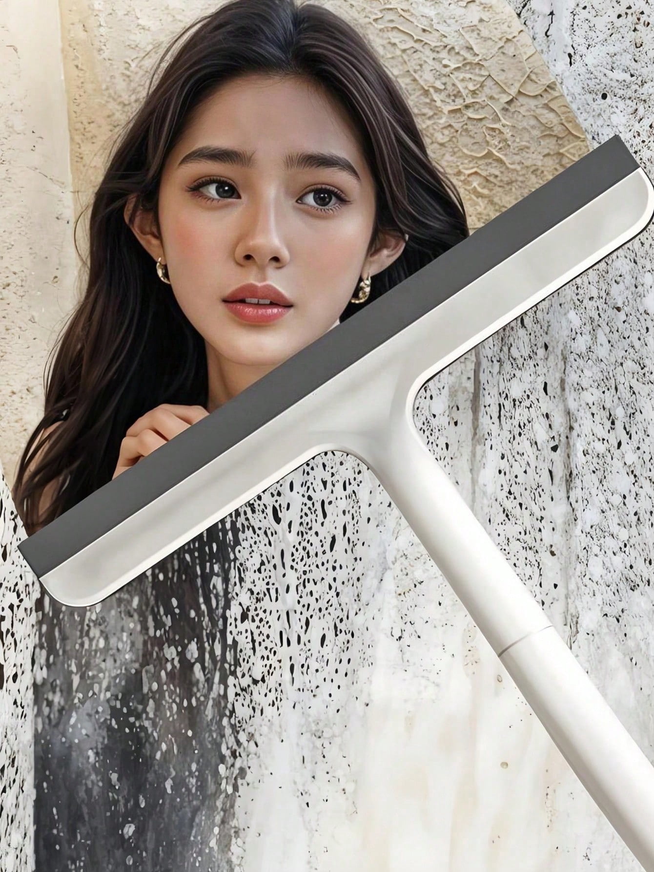 1pc White Multipurpose Hand-Held Squeegee - Durable Rubber Window and ...
