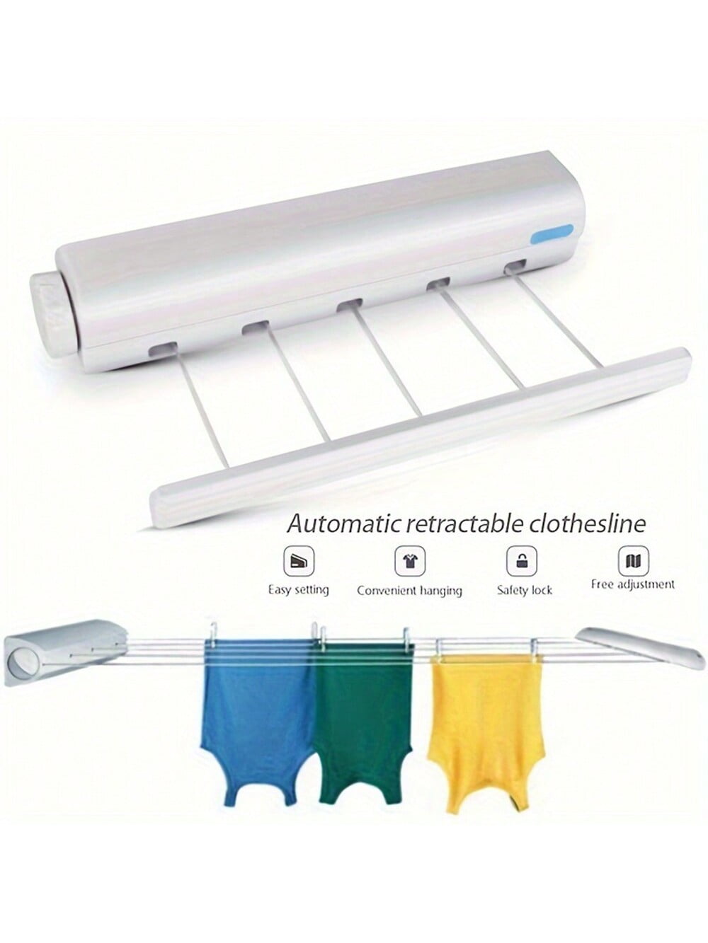 1pc White Retractable Invisible Clothesline, Suitable For Indoor And ...
