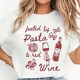 1pc Wine Graphic Tee Polyester Knit Fabric Casual Crew Neck Regular ...