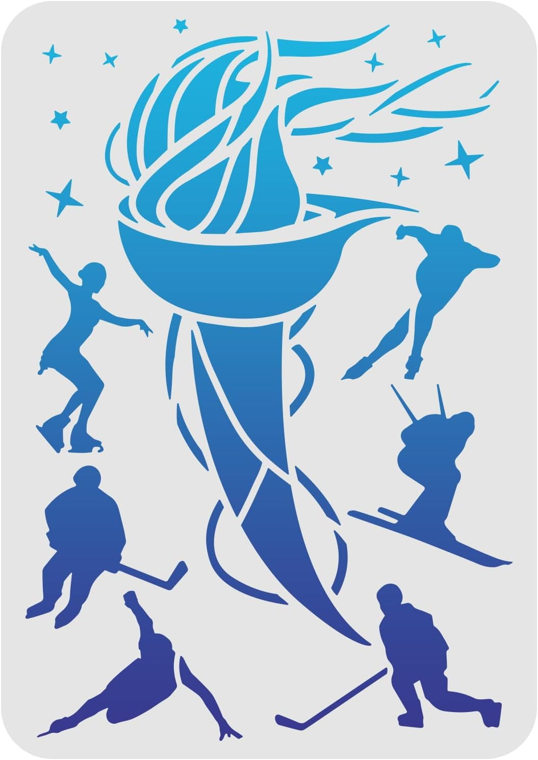 1pc Winter Sport Stencils 11.7x8.3 inch A4 Plastic Ski Skating Drawing ...