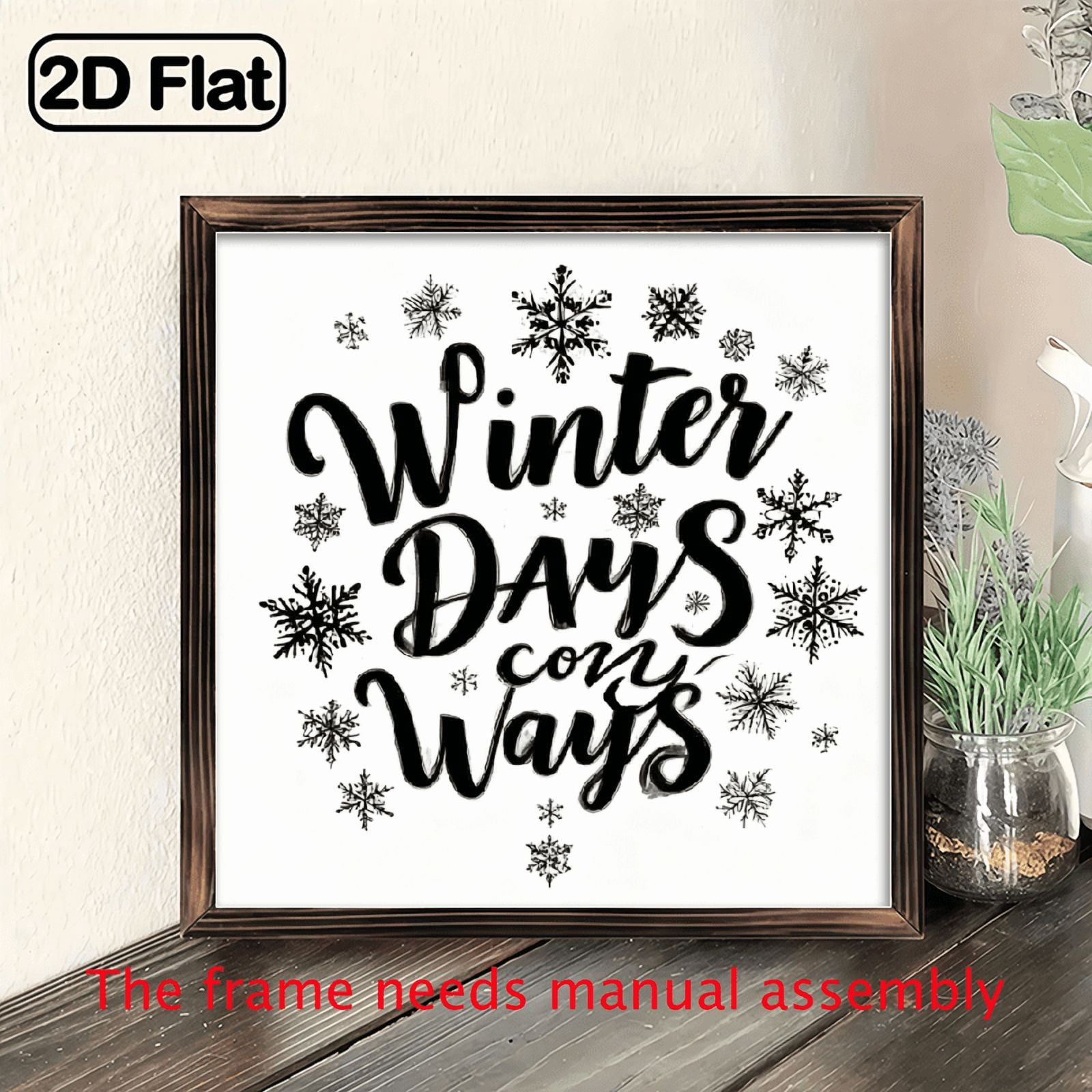 1pc Winter Warmth Wooden Frame Sign - Rustic Farmhouse Wall Art, 8x8 ...