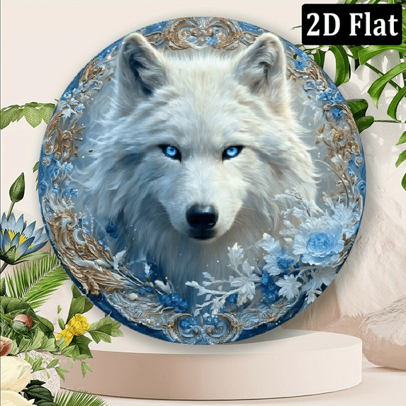 1pc, Wolf-Themed Round Wall Art Sign - High-Definition Decorative with ...