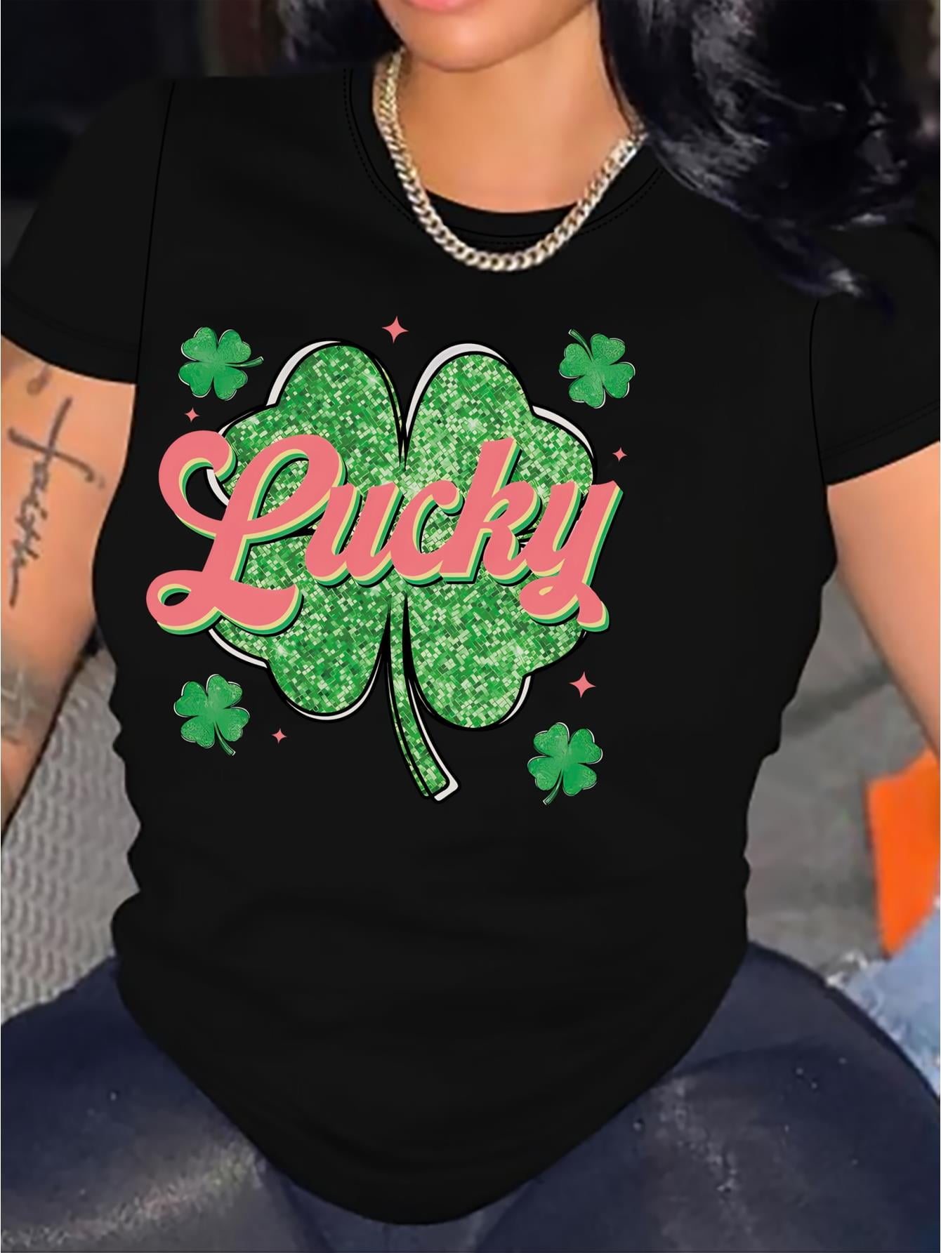 1pc Women'S St. Patrick'S Day T-Shirt - Casual Polyester Crew Neck Top ...