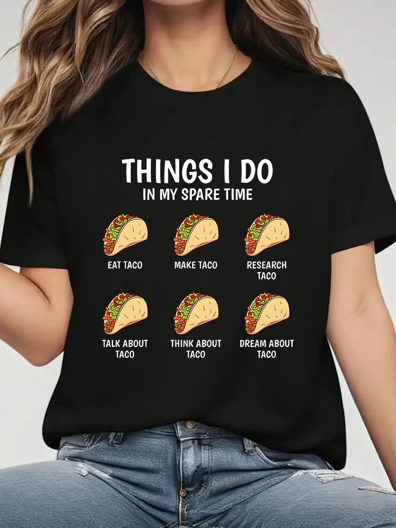 1pc Women's Funny Taco Mexican Food Theme T-Shirt - "Things I Do In My ...