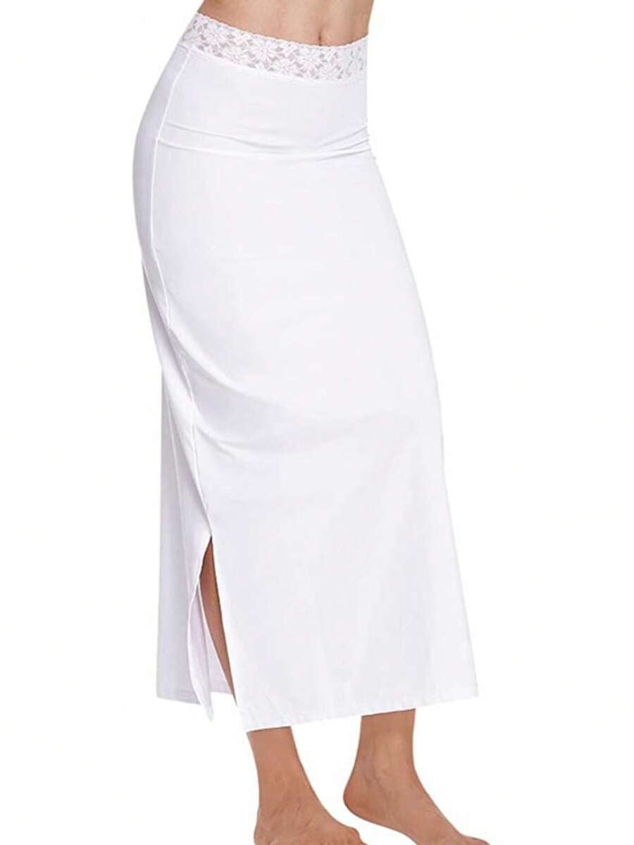 1pc Women's Lace Lining Split Skirt, Slip Dress, Versatile Underskirt ...