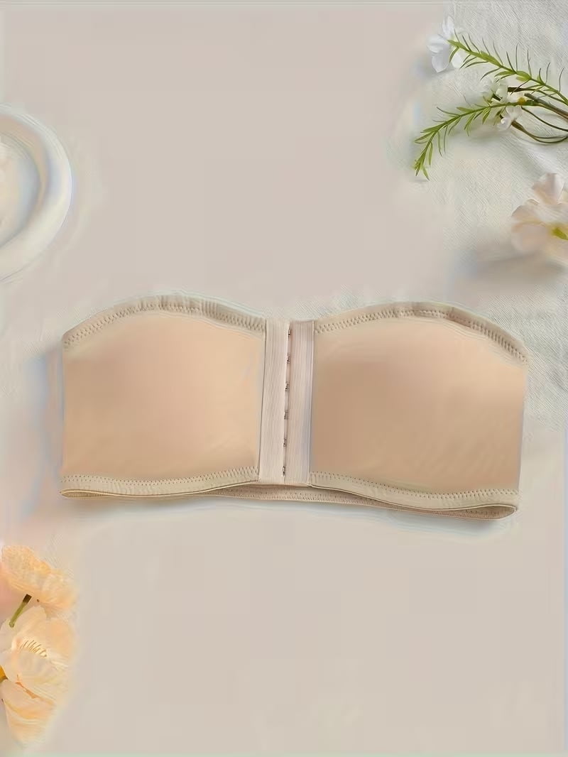 1pc Women's Seamless Strapless Bandeau Bra - Elegant Removable Padding ...