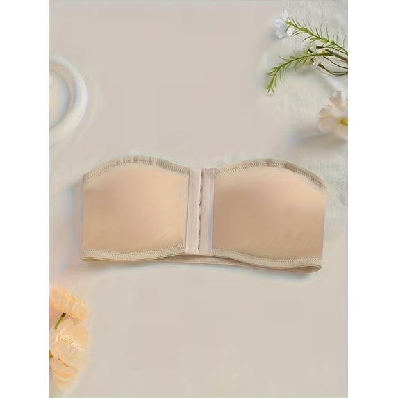 1pc Women's Seamless Strapless Bandeau Bra - Elegant Removable Padding ...