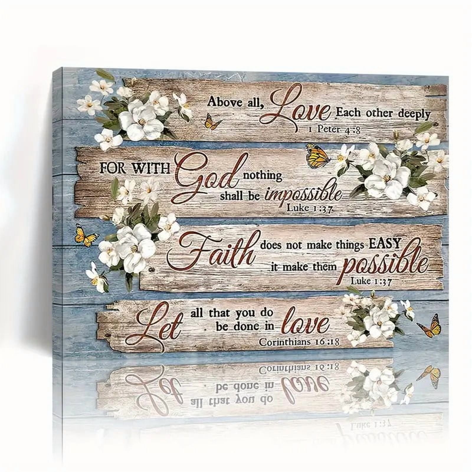 1pc Wood Frame Canvas Painting – Christian Bible Verses with Rustic ...