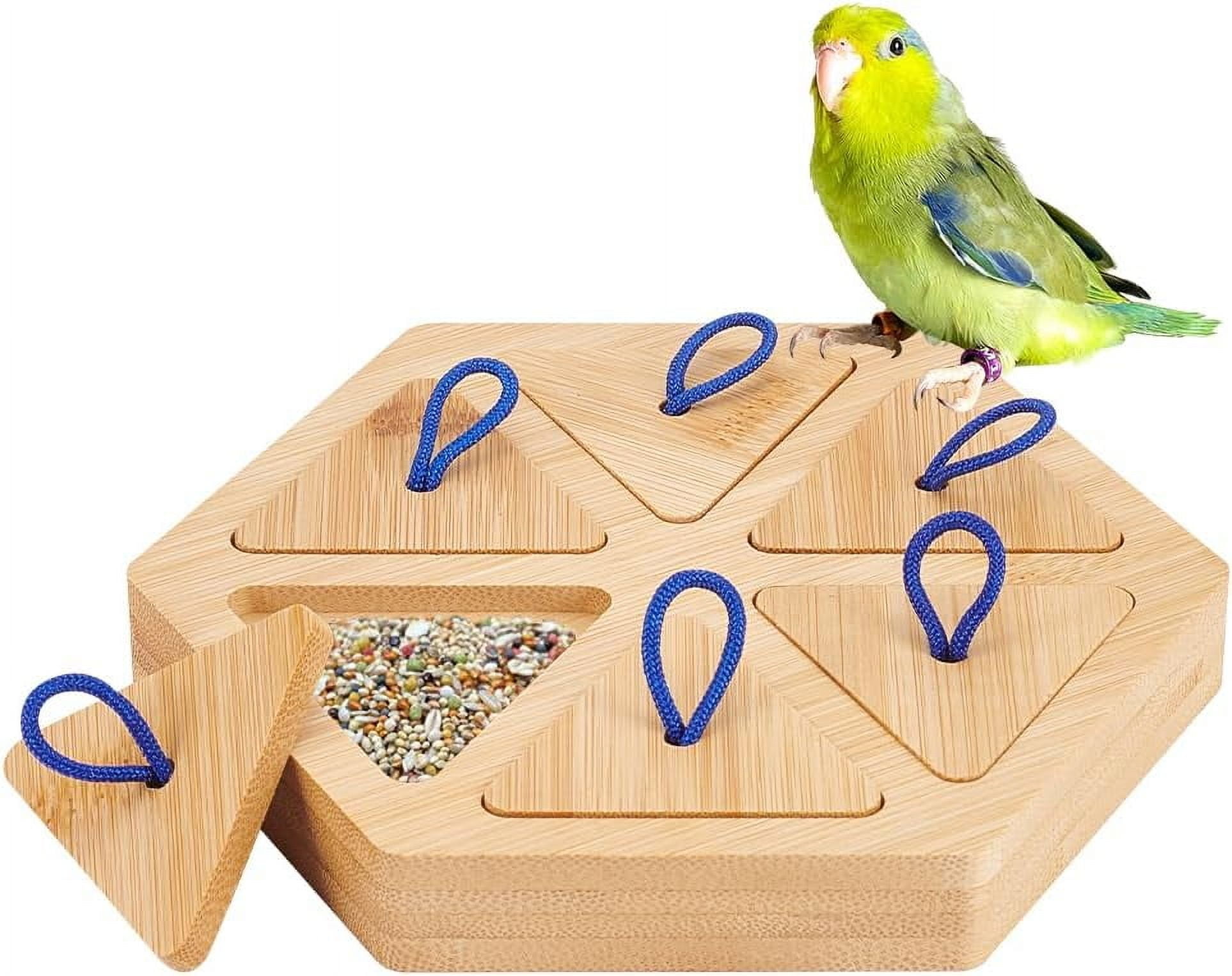 1pc Wooden Bird Foraging Feeder Hexagon Wood Bird Feeder Wooden ...