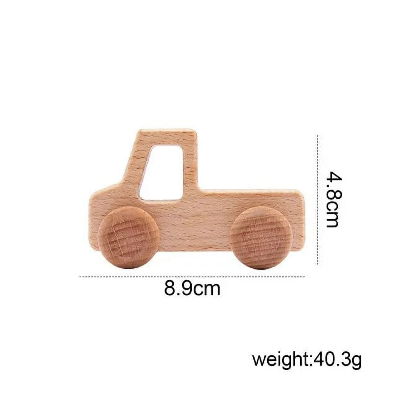 1pc Wooden Car Baby Toys BPA Free Beech Wood Teether Cartoon Organic ...