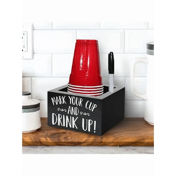 1pc Wooden Disposable Cup Storage Box Square Desktop Bar Coffee Shop ...