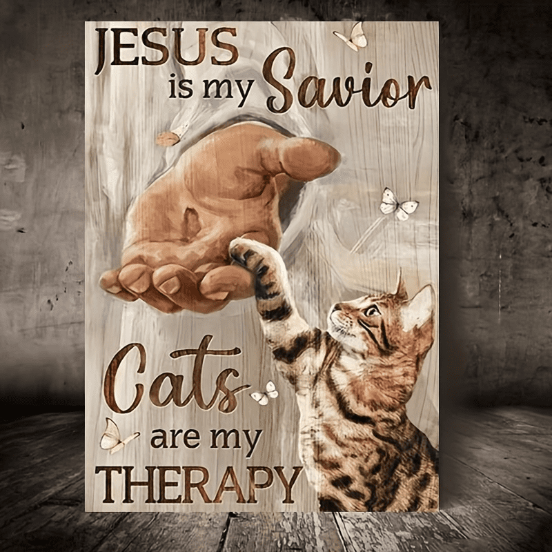 1pc Wooden Framed Cat Canvas Painting Art Prints Wall For Bedroom ...