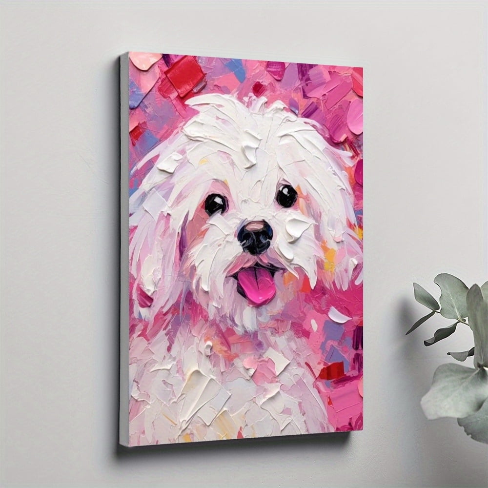 1pc Wooden Framed Wall Art - Cute Dog Wrapped Canvas Print, Hanging ...