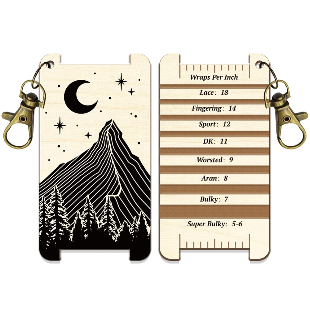 1pc Wooden Knitting Tool Wraps Per Inch Guide Ruler Mountain 7.5x4x0 ...