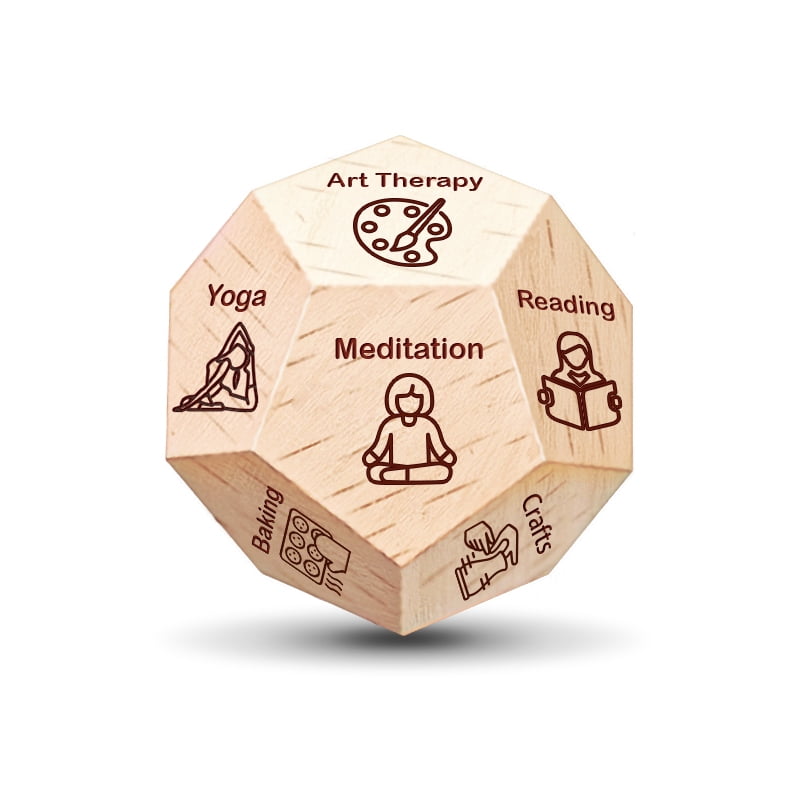 1pc Wooden Meditation Decision Dice, 12-Sided Wellness Tool for Stress ...