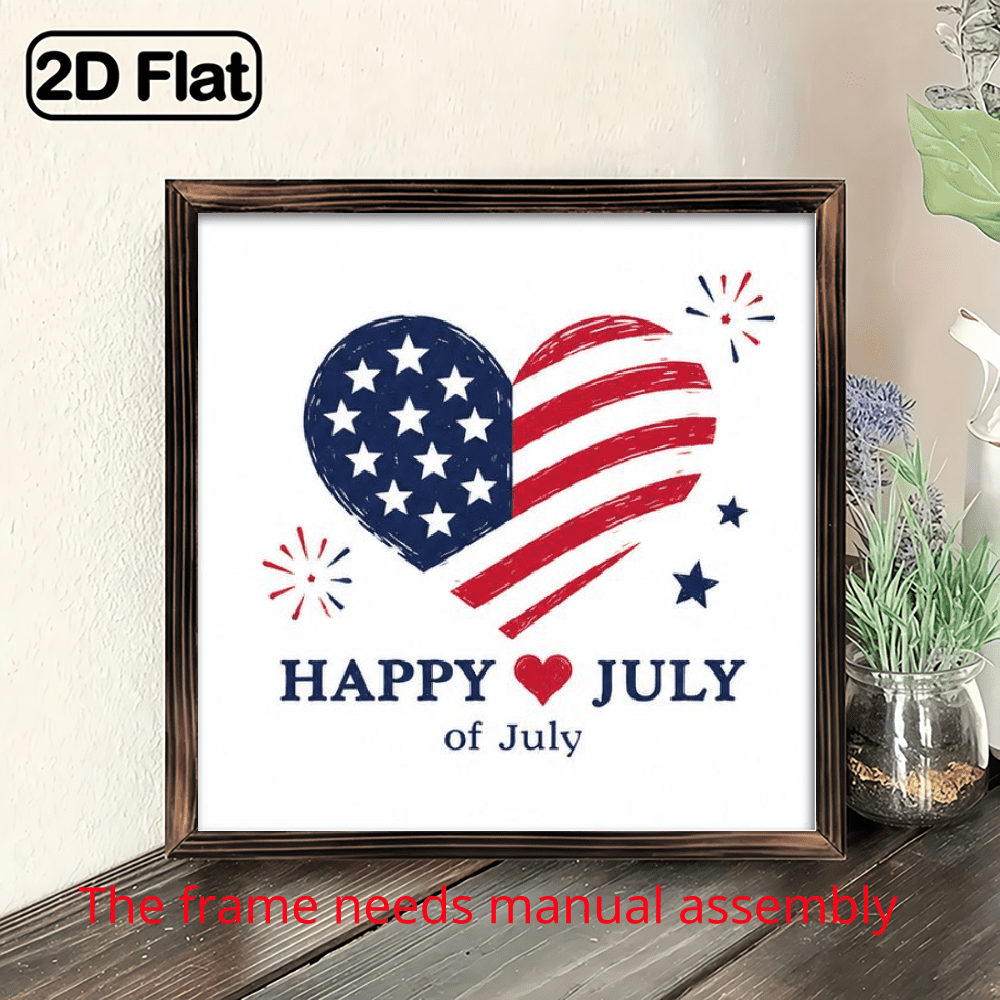 1pc Wooden Sign Patriotic Rainbow July 4Th Wall Art Happy Independence ...