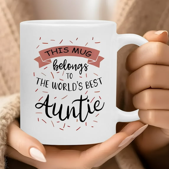 1pc World'S Best Aunt 11oz Ceramic Coffee Mug | Red-White Design With ...