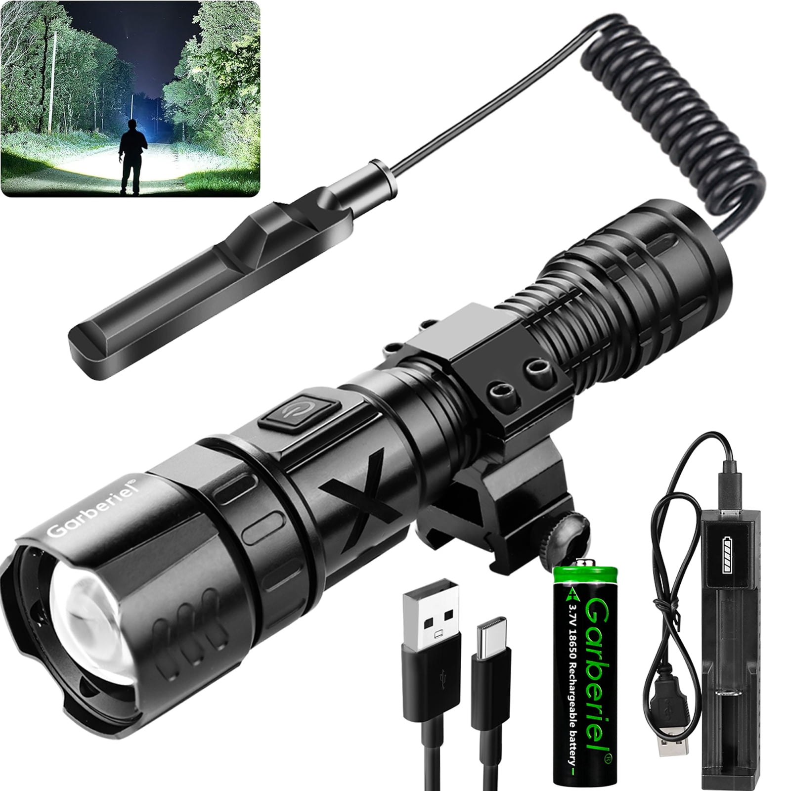1pc XHP70.2 High Lumens Rechargeable LED Flashlight - 5Modes Tactical Flashlight With 18650 ...