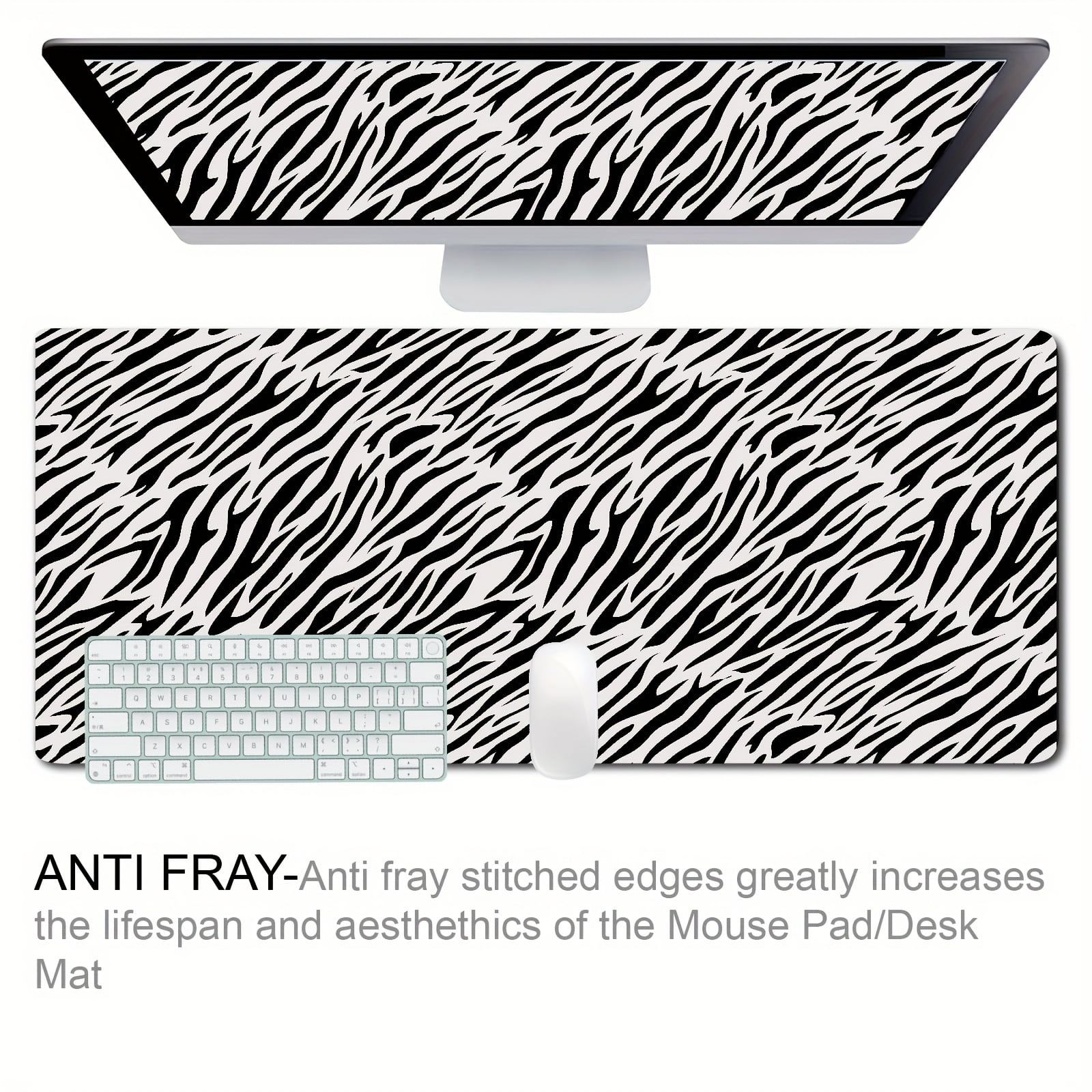 1pc Zebra Strip Accessories Desk Mat, Zebra Print Extended Rectangle ...