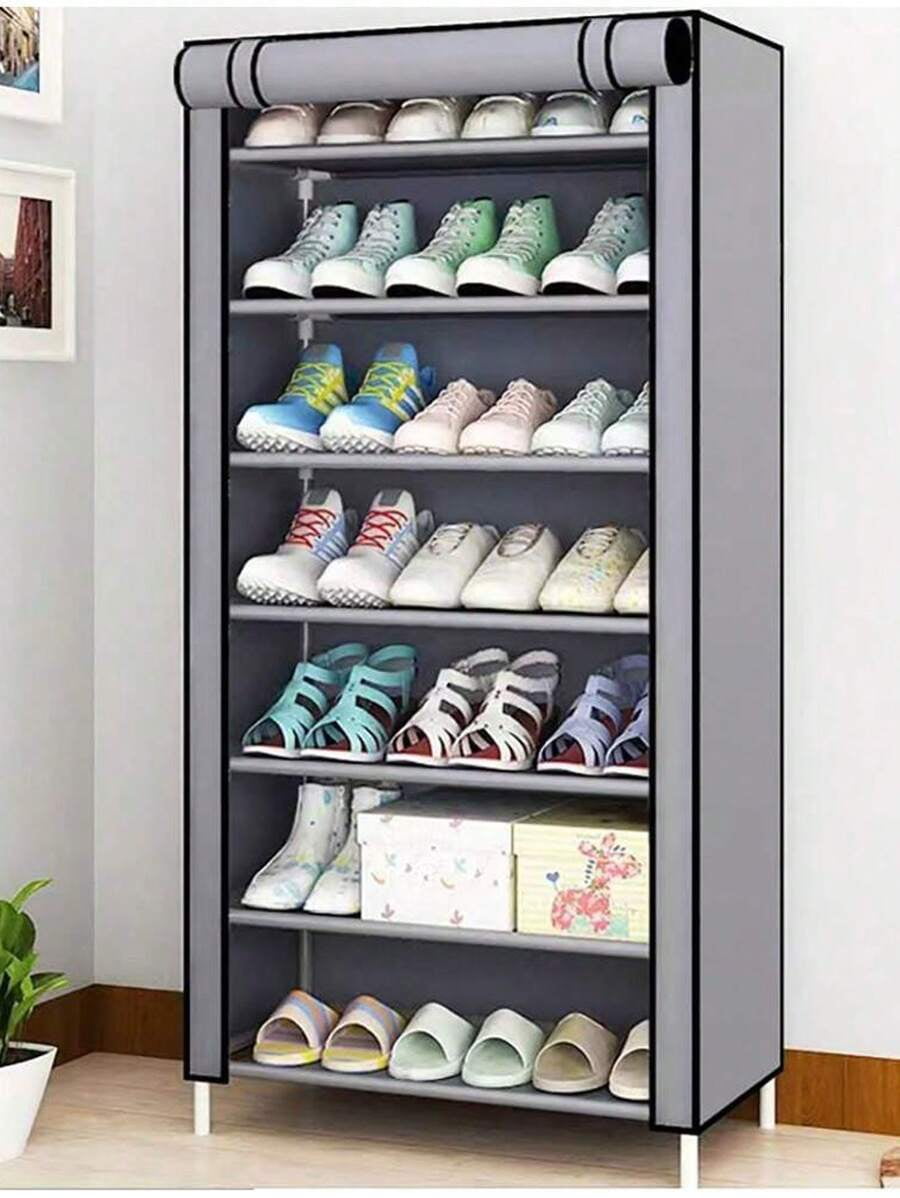 1pc Zipper-Closure Combination Shoe Rack Simple Cloth Shoe Cabinet ...