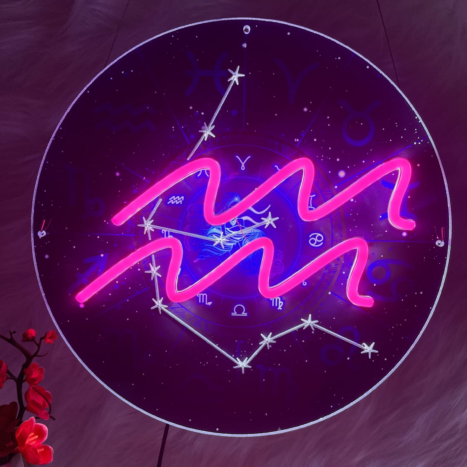 1pc The Zodiac Horoscope Neon Sign, Aquarius LED Neon Signs For Wall ...