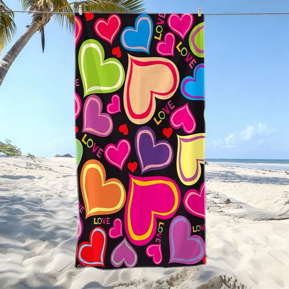 1pc, colorful love printing soft towel is suitable for beach, LOVE ...