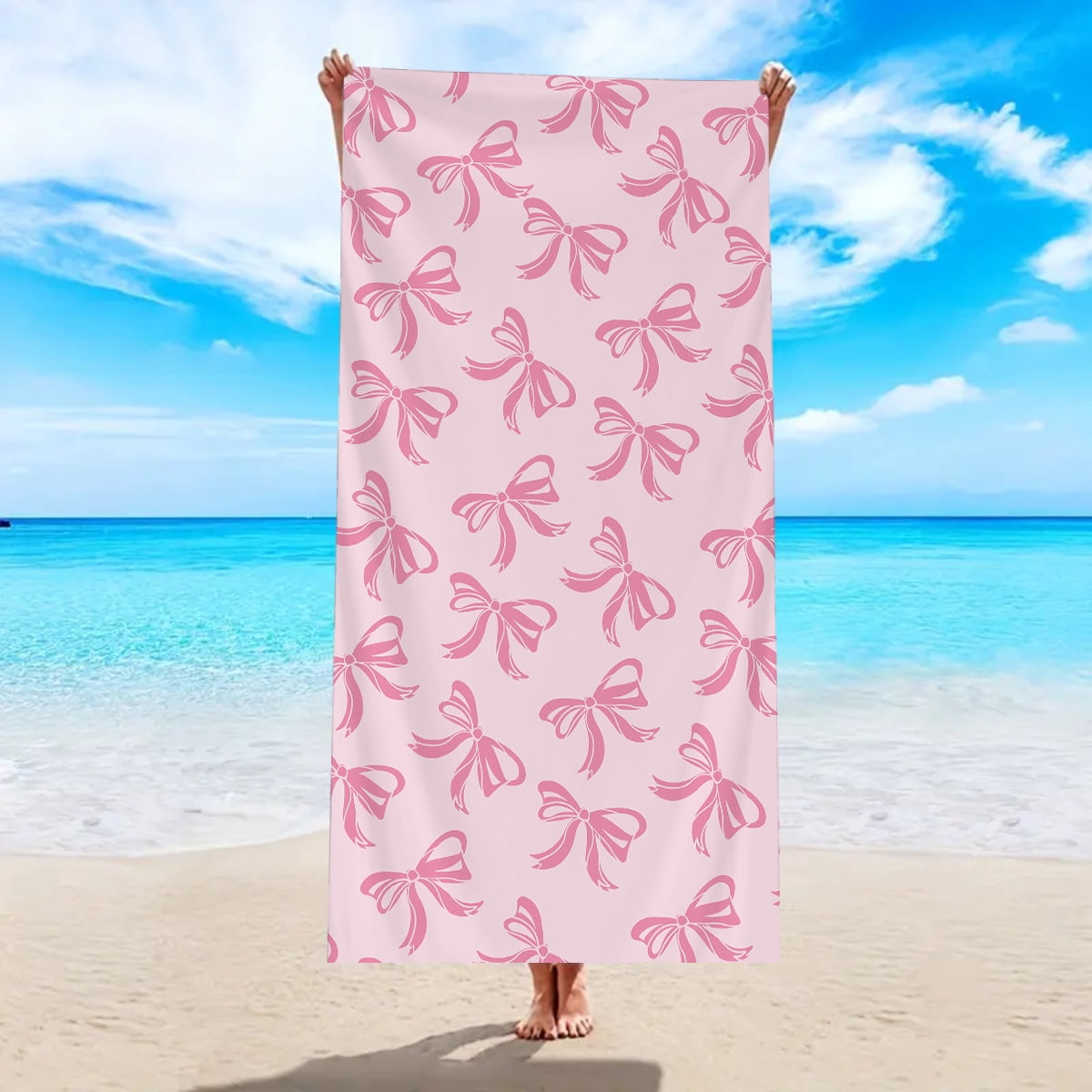 1pc cute love bow pattern ultra-fine fiber beach towel, beach and ...