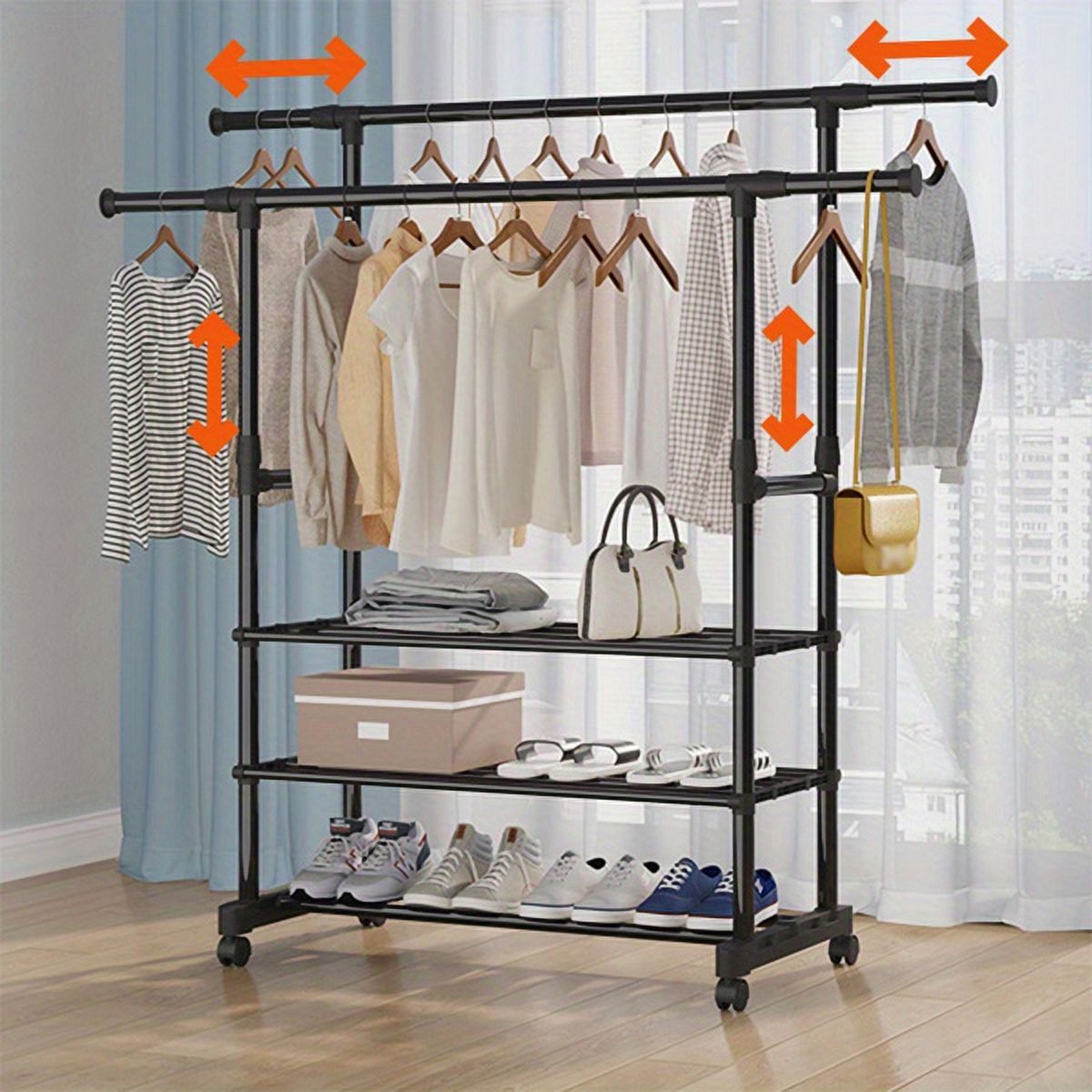 1pc floor mounted clothes hanger, movable, vertical clothes rack with ...