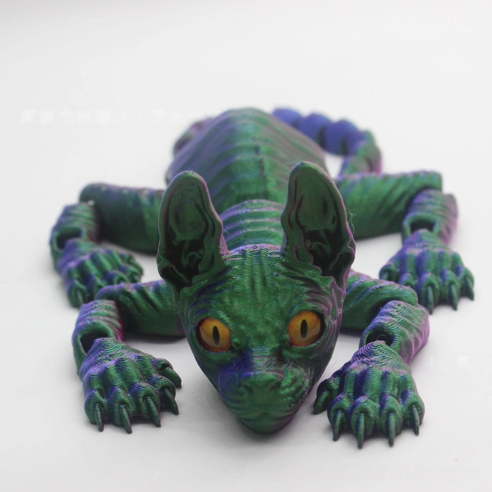 1pc green purple 22cm 3D Printed Sphynx Cat figurine, movable craft ...