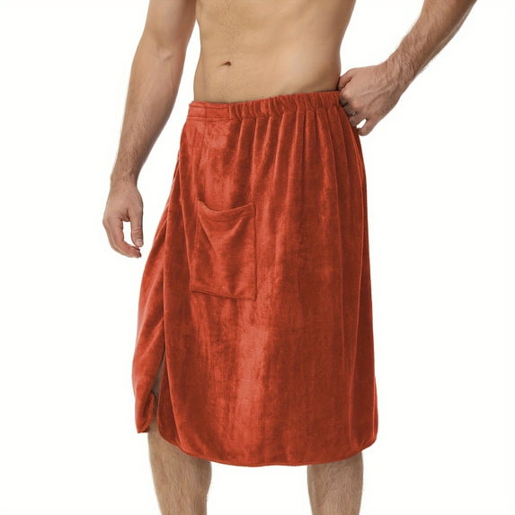 1pc of Men's Wearable Solid Color Bath Towel and Bathrobe, Soft ...
