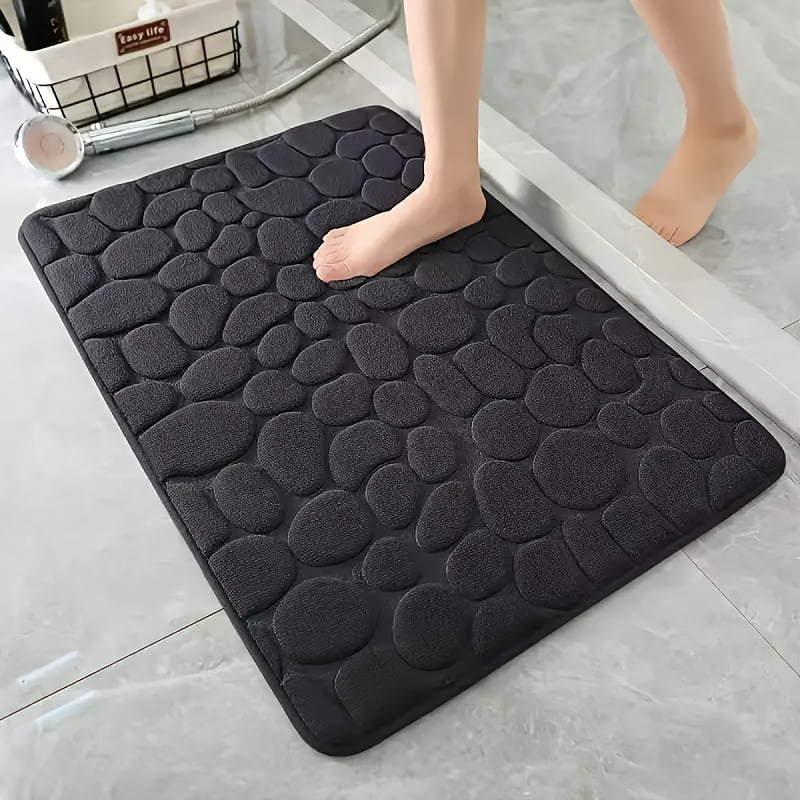 1pc of Pebble Minimalist Bathroom Anti-Slip Mat, Solid Color Memory ...