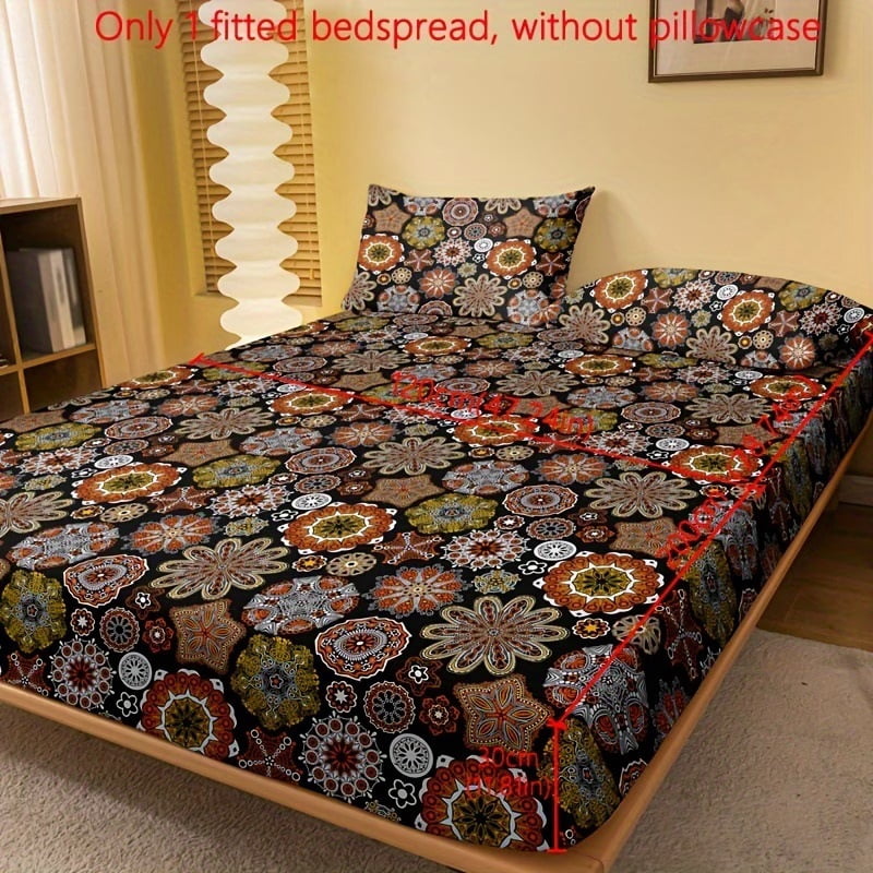 1pc of Printed Brushed Bed Sheet, Bohemian Printed Bedspread for ...