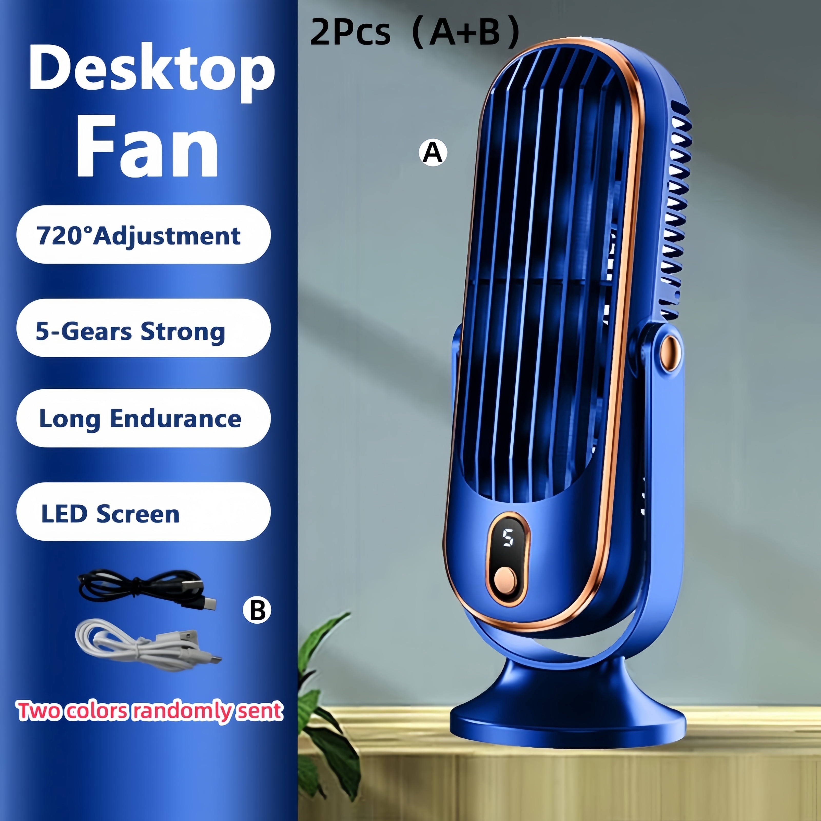 1pc portable air-conditioning fan with dual motors, 5-speed cooling ...