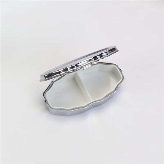 1pc, single-layer portable metal jewelry box, divided into two sections ...
