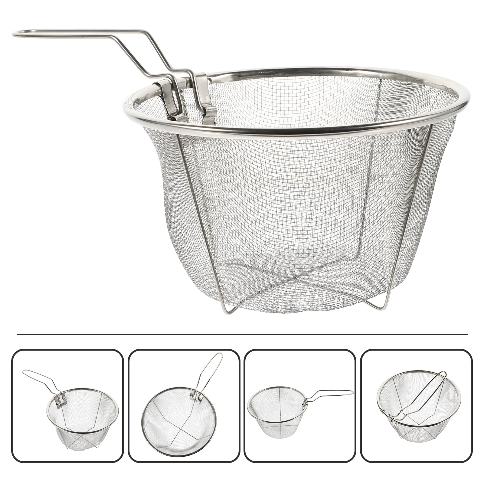 1pc stainless steel fry basket with handle, chinese home gadgets round ...