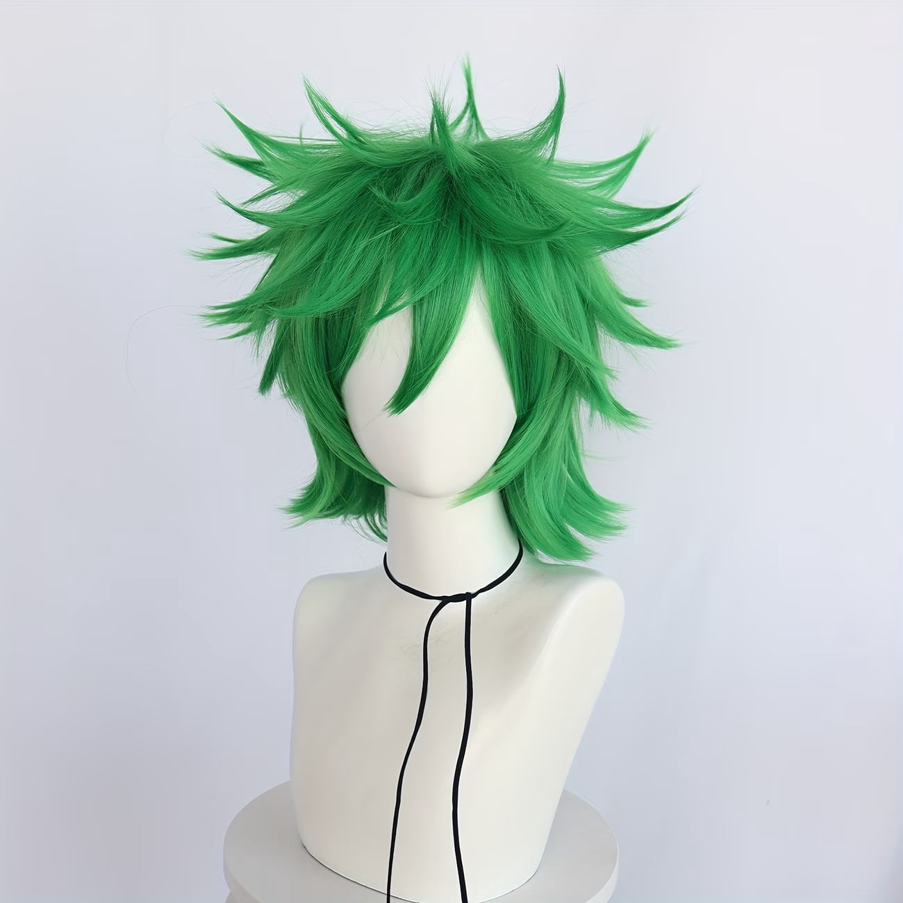 1pc, synthetic short green straight hair wig for birthday carnival ...