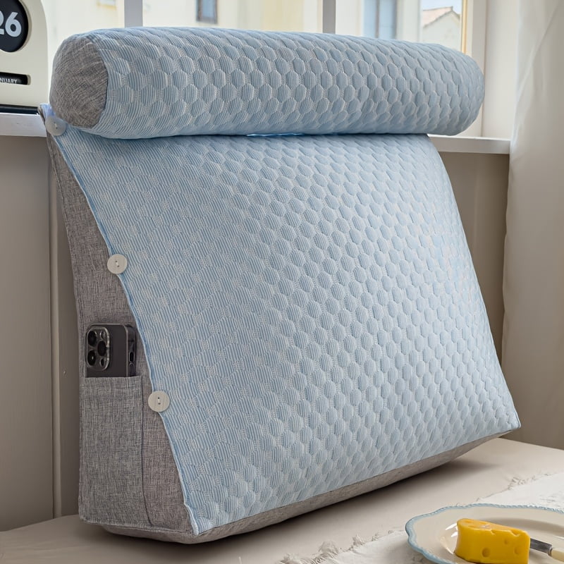 1pc wedge-shaped cushion with a headrest. The headrest position can be ...