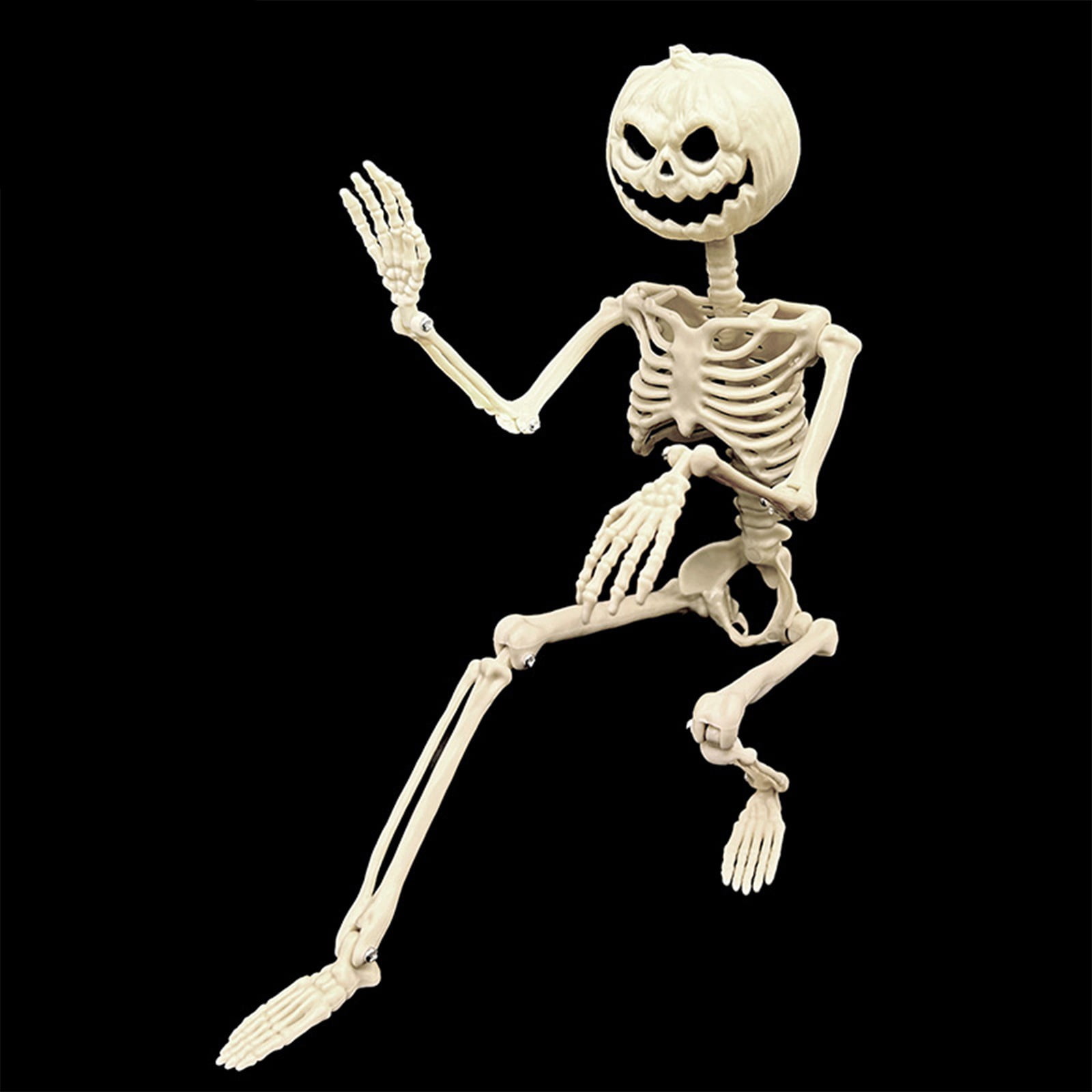 1pcs 15.7in Halloween Skeleton Decorations Poseable Human Pumpkin Head ...