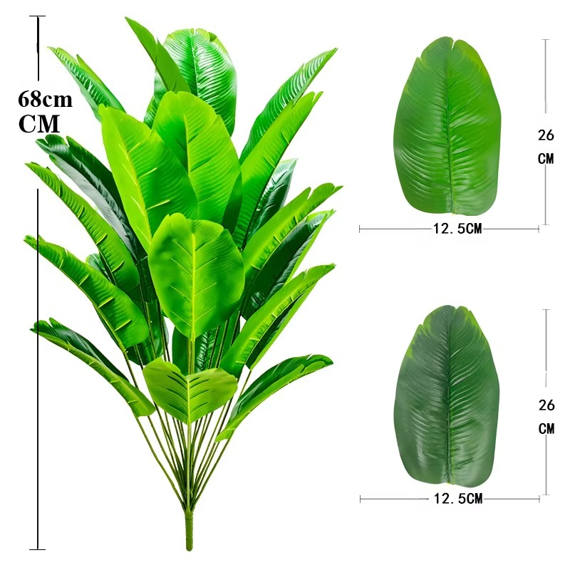 1pcs 24 Leaf Artificial Banana Tree Fake Palm Leaves Monstera Leaf ...