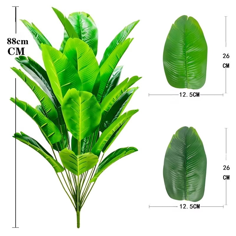 1pcs 24 Leaf Artificial Banana Tree Fake Palm Leaves Monstera Leaf ...