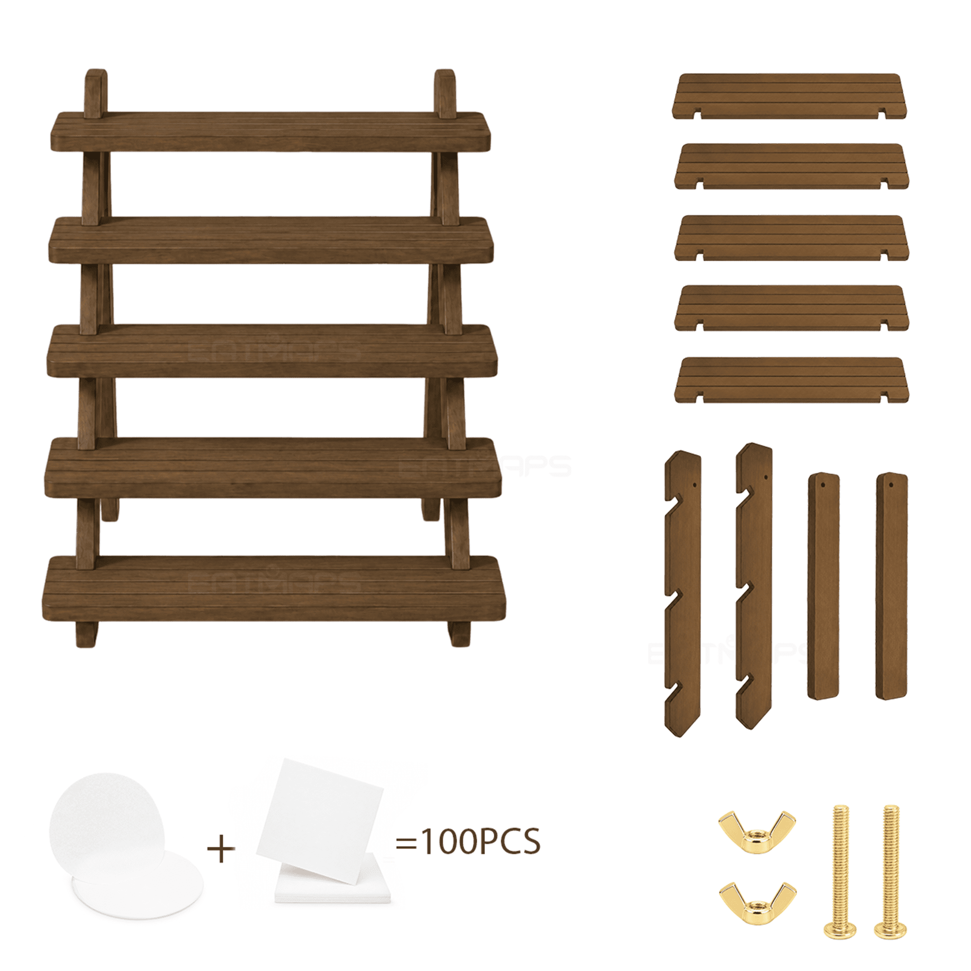 1pcs 3-Tier+50pcs Baking Papers Walnut Wooden Cupcake Stand, Solid Wood ...