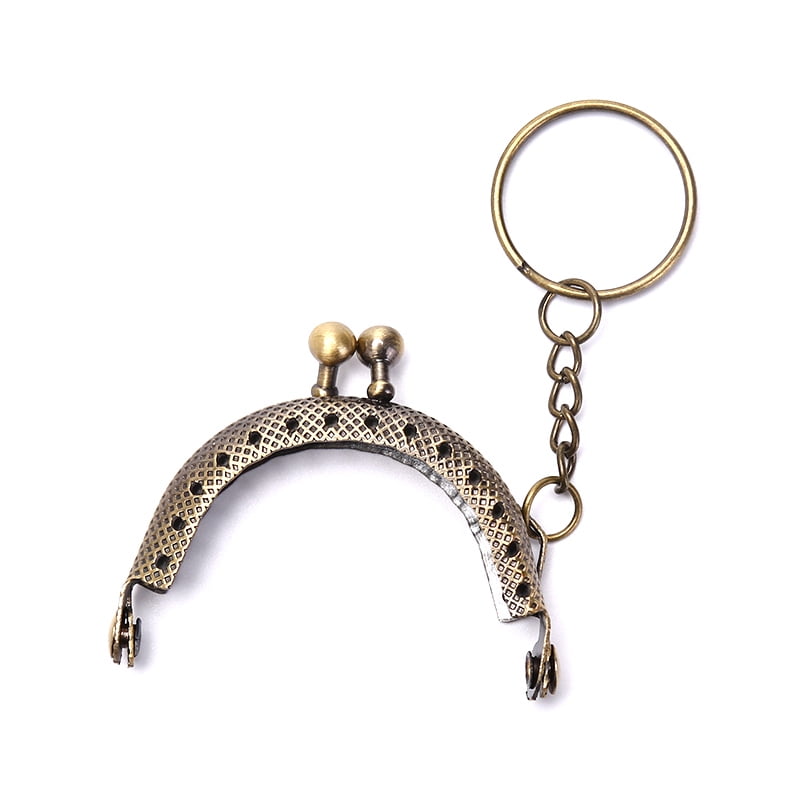 1pcs 5cm Coin Purse Metal Frame with Keychain DIY Arch Frame Kiss Clasp ...
