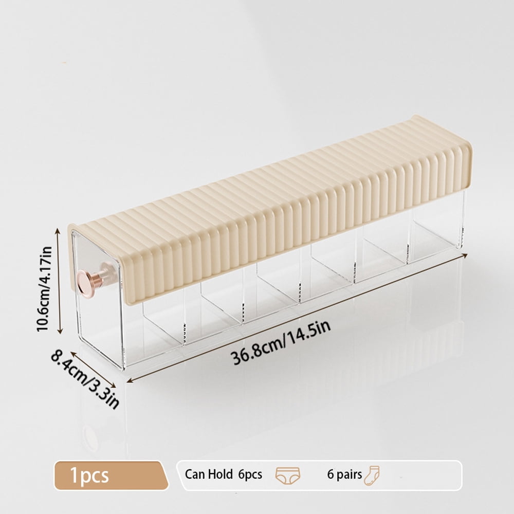 1pcs 6 Grid Transparent Underwear Drawer Organizer Clear Storage Box ...