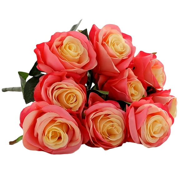 1pcs 9 Heads Artificial Flowers Roses Realistic Silk Flowers Fake Roses ...
