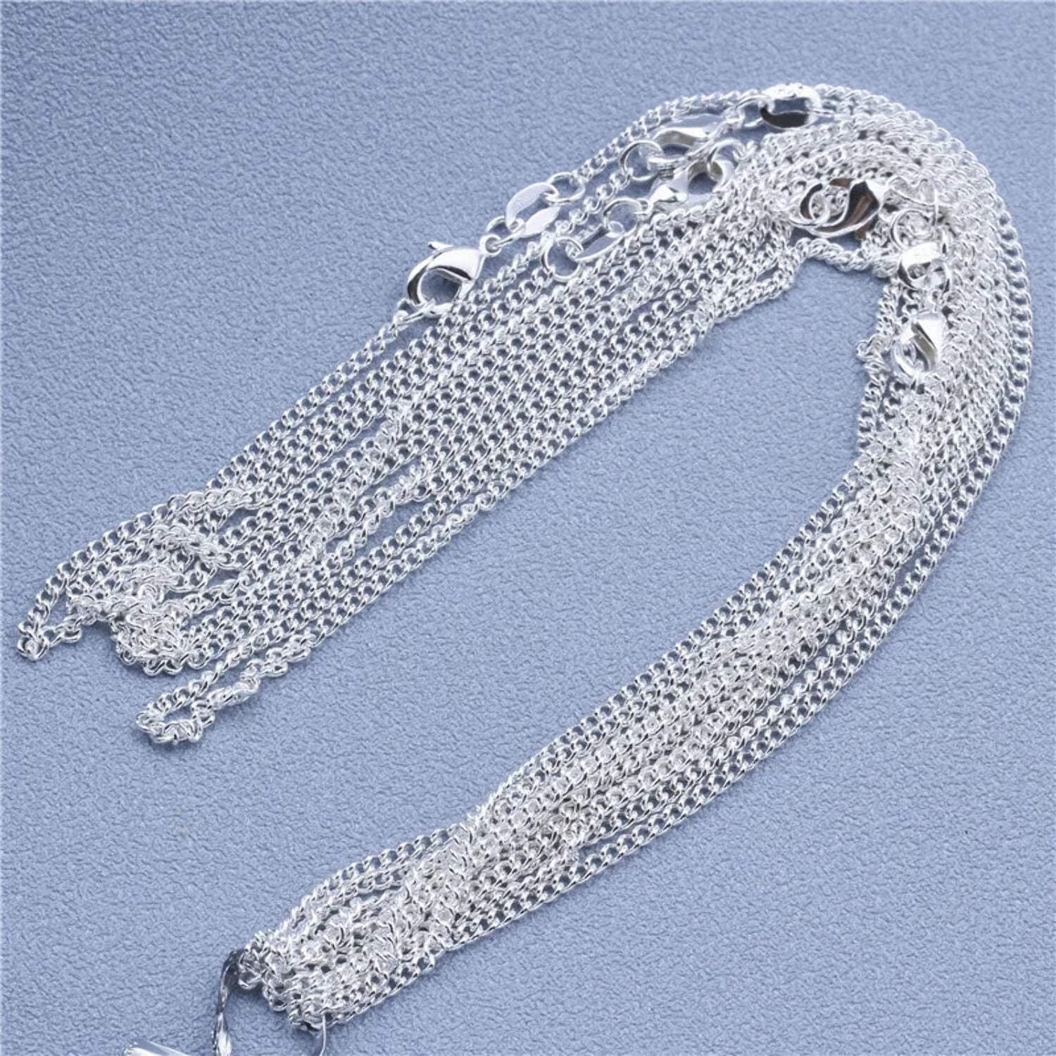1pcs 925 Sterling Silver 16-30 Inches Rolo Bead Figaro Chain Necklace ...