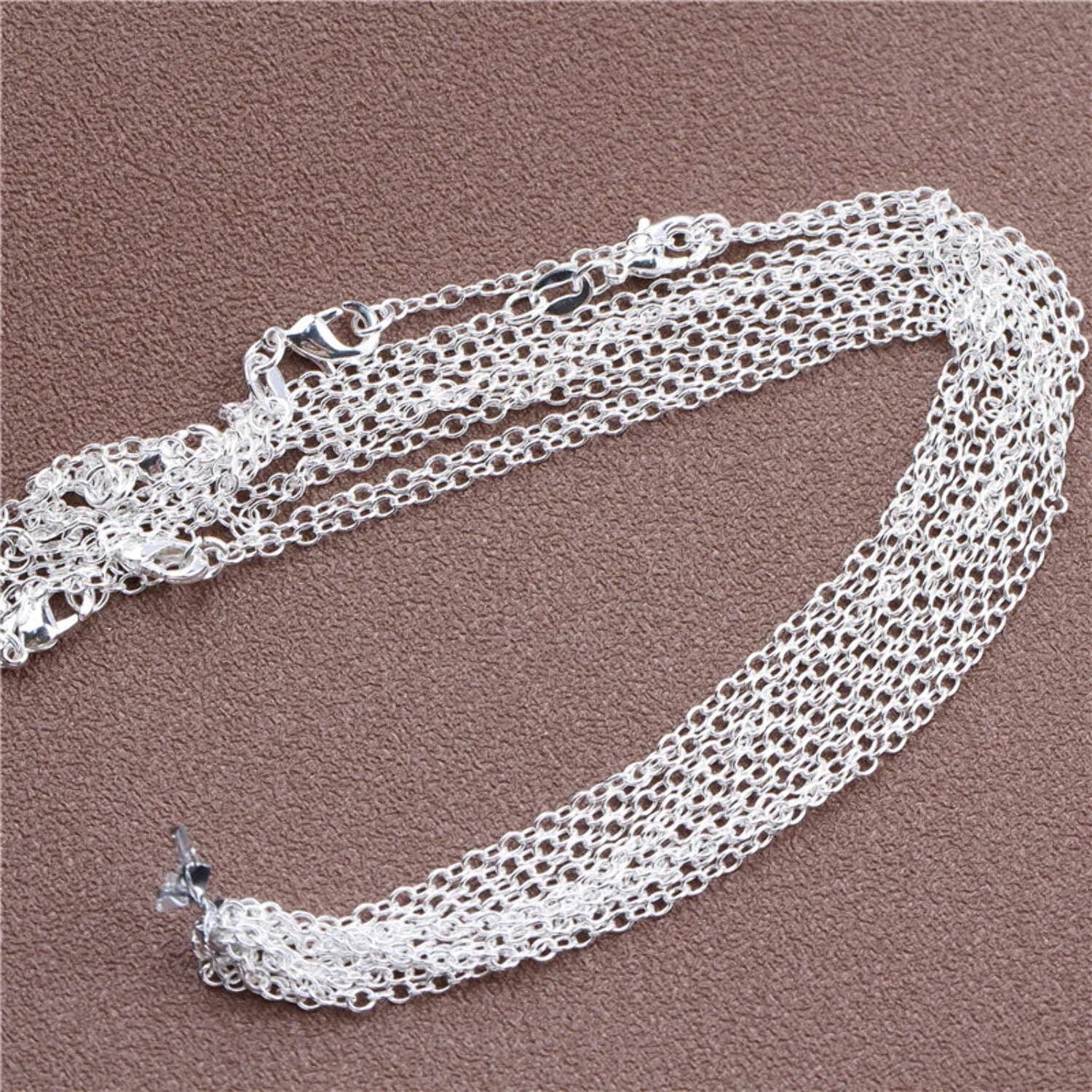 1pcs 925 Sterling Silver 16-30 Inches Rolo Bead Figaro Chain Necklace for Men Women 9 Designs ...