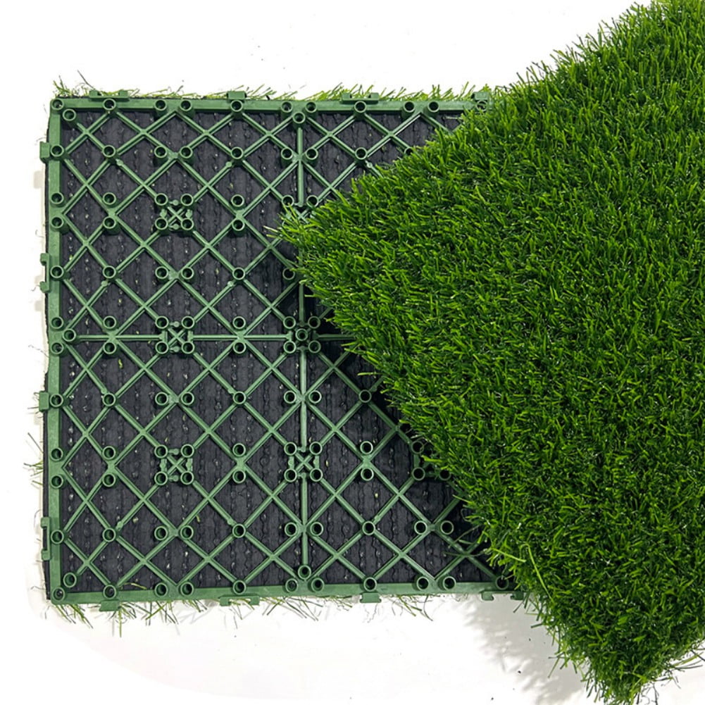 1pcs Artificial Grass Tiles Interlocking Turf Deck - 12"x12" Synthetic ...