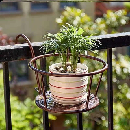1pcs Balcony Hanging Basket Garden Hanging Plant Iron Racks Guardrail ...