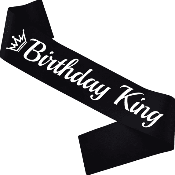 1pcs Birthday King Sash, Black and Sliver, Crown Design, Party ...