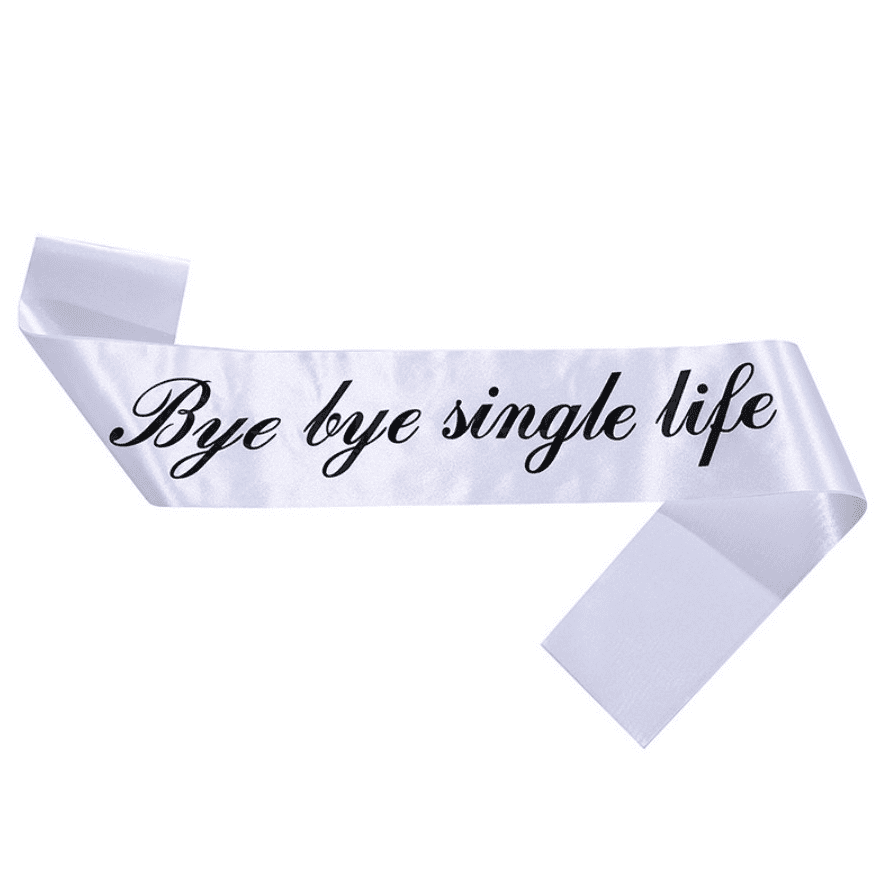 1pcs Bye Bye Single Life Sash, White with Black Foil Print ...
